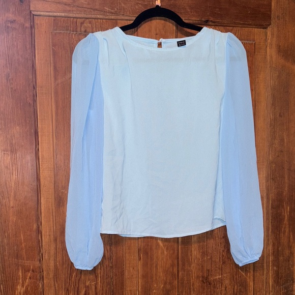 SHEIN | Tops | Shein Light Blue Blouse With Long Sleeves | Poshmark